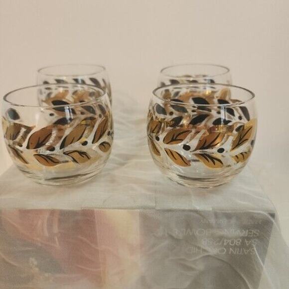 federal glass | Dining | Vtg Federal Roly Poly Barware Glasses Gold ...